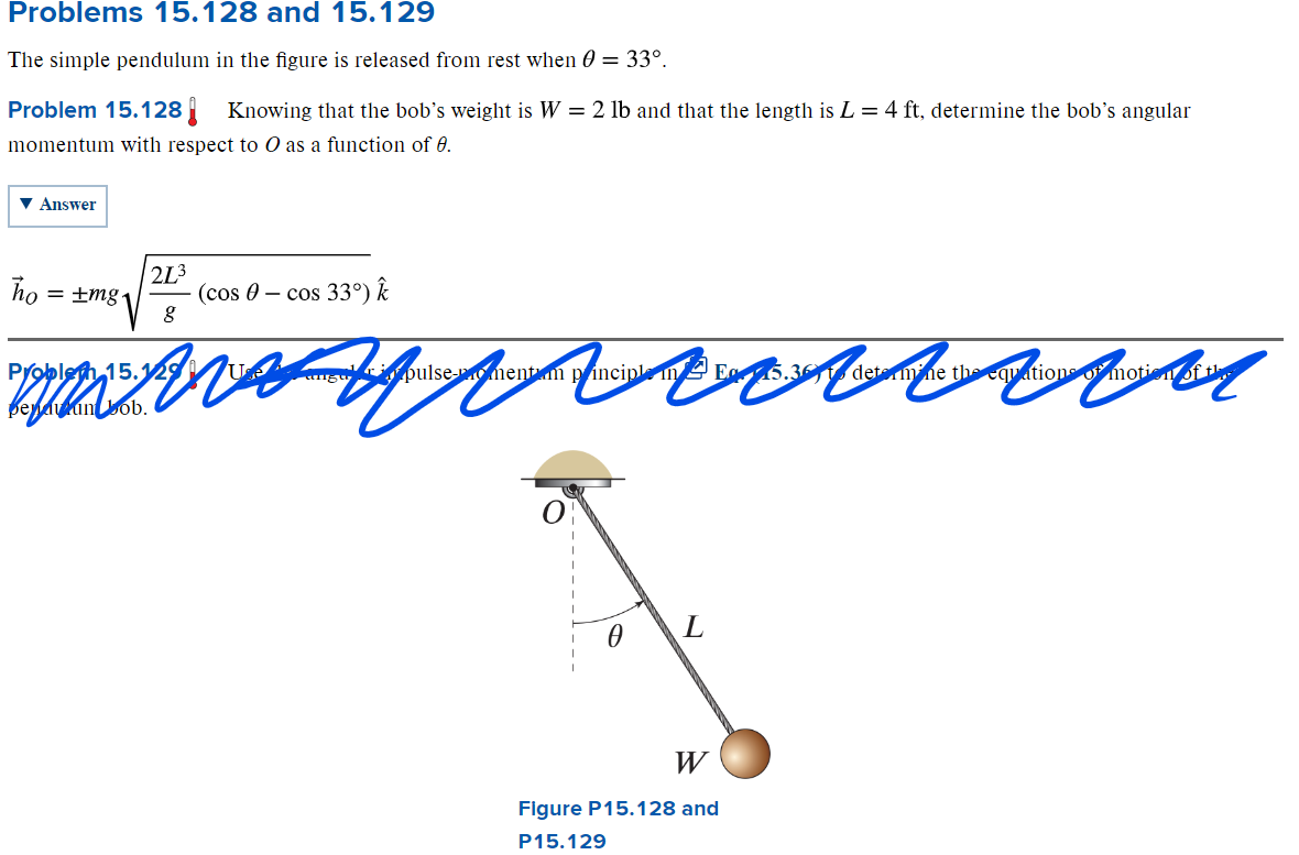 Solved The simple pendulum in the figure is released from | Chegg.com
