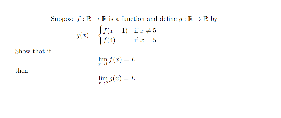 Solved Suppose f:R→R is a function and define g:R→R by | Chegg.com