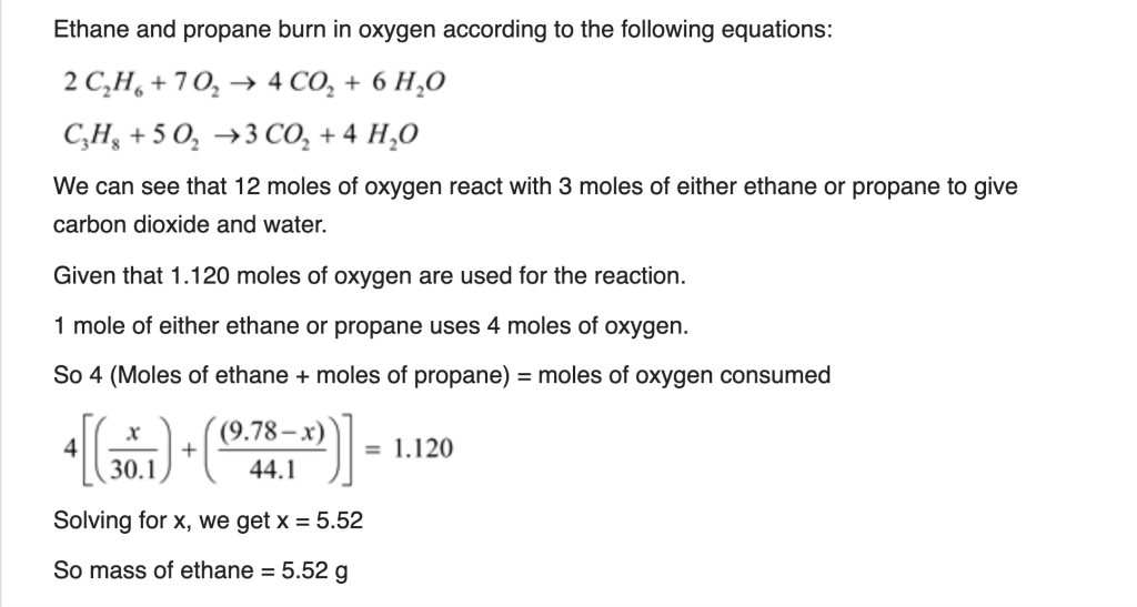 Solved A 9 780 g Gaseous Mixture Contains Ethane C2H6 And Chegg Solved A 9 780 g Gaseous Mixture Contains Ethane C2H6 And Chegg