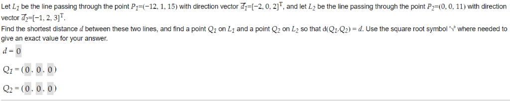 Solved Let L1 be the line passing through the point P1 (-12, | Chegg.com