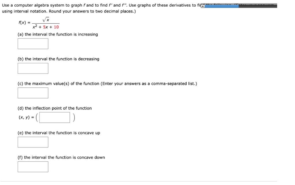 Solved Use a computer algebra system to graph f and to find | Chegg.com