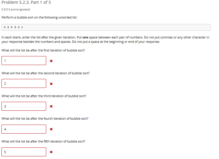 Solved Problem 5.2.3, Part 1 of 3 0.0/2.0 points (graded) | Chegg.com