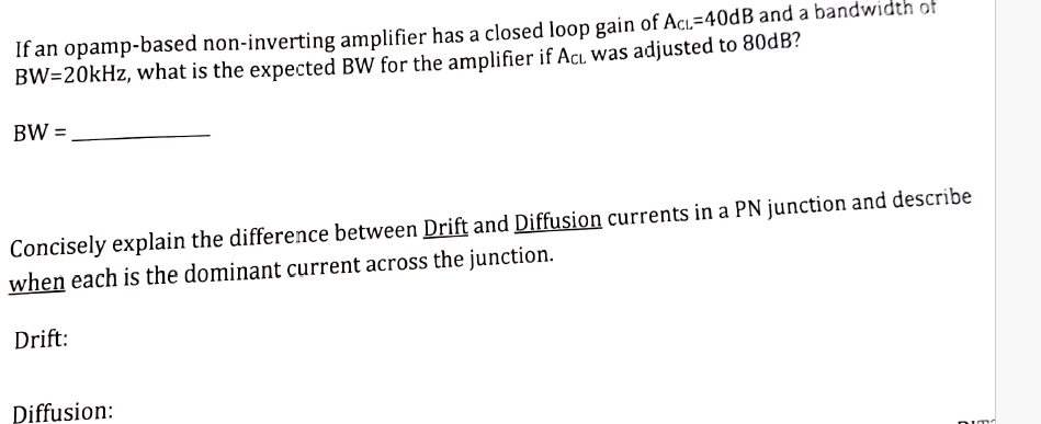 Solved If an opamp-based non-inverting amplifier has a | Chegg.com
