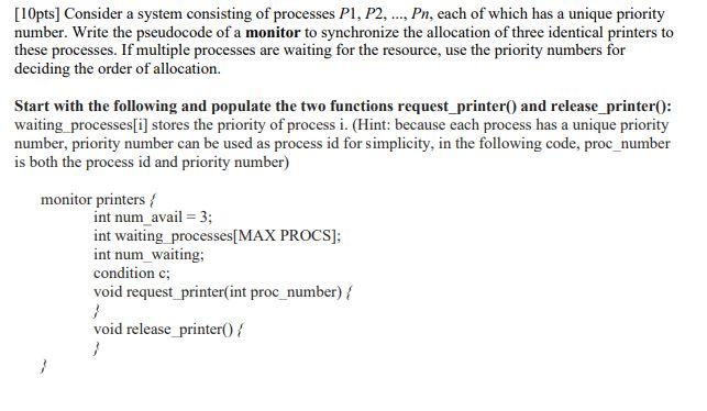 Solved [1Opts] Consider a system consisting of processes P1, | Chegg.com