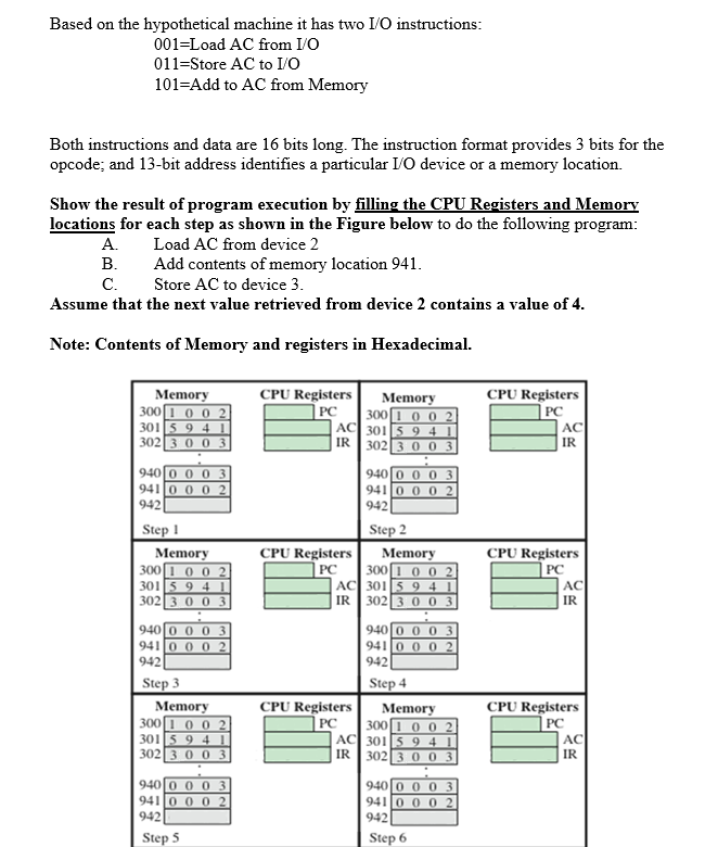 Based on the hypothetical machine it has two I/O | Chegg.com
