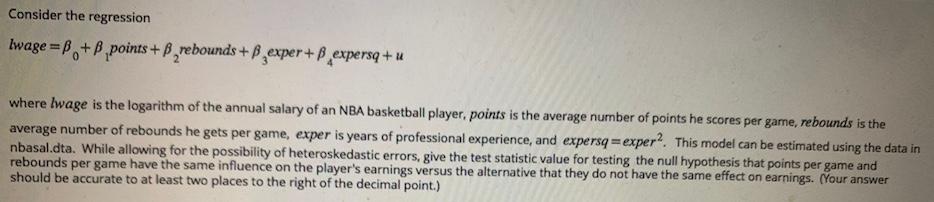 Econometrics question how should it be solved by | Chegg.com