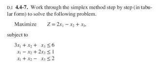 Solved D.1 4.4-7. Work through the simplex method step by | Chegg.com