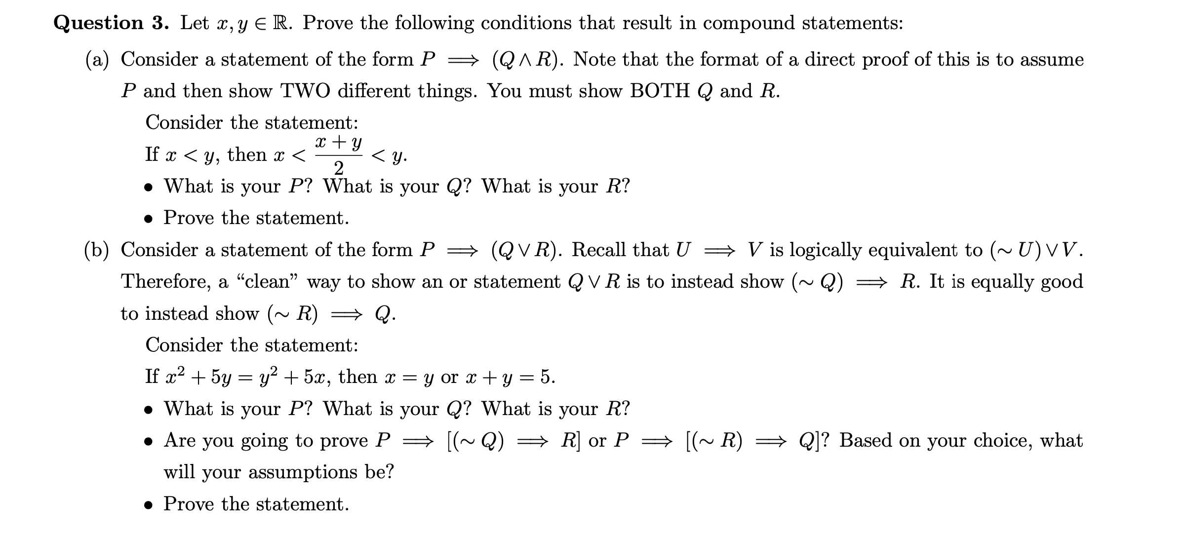 Solved Question 3. ﻿Let x, ﻿y in R. ﻿Prove the following | Chegg.com