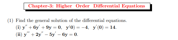 Solved Chapter-3: Higher Order Differential Equations(1) | Chegg.com