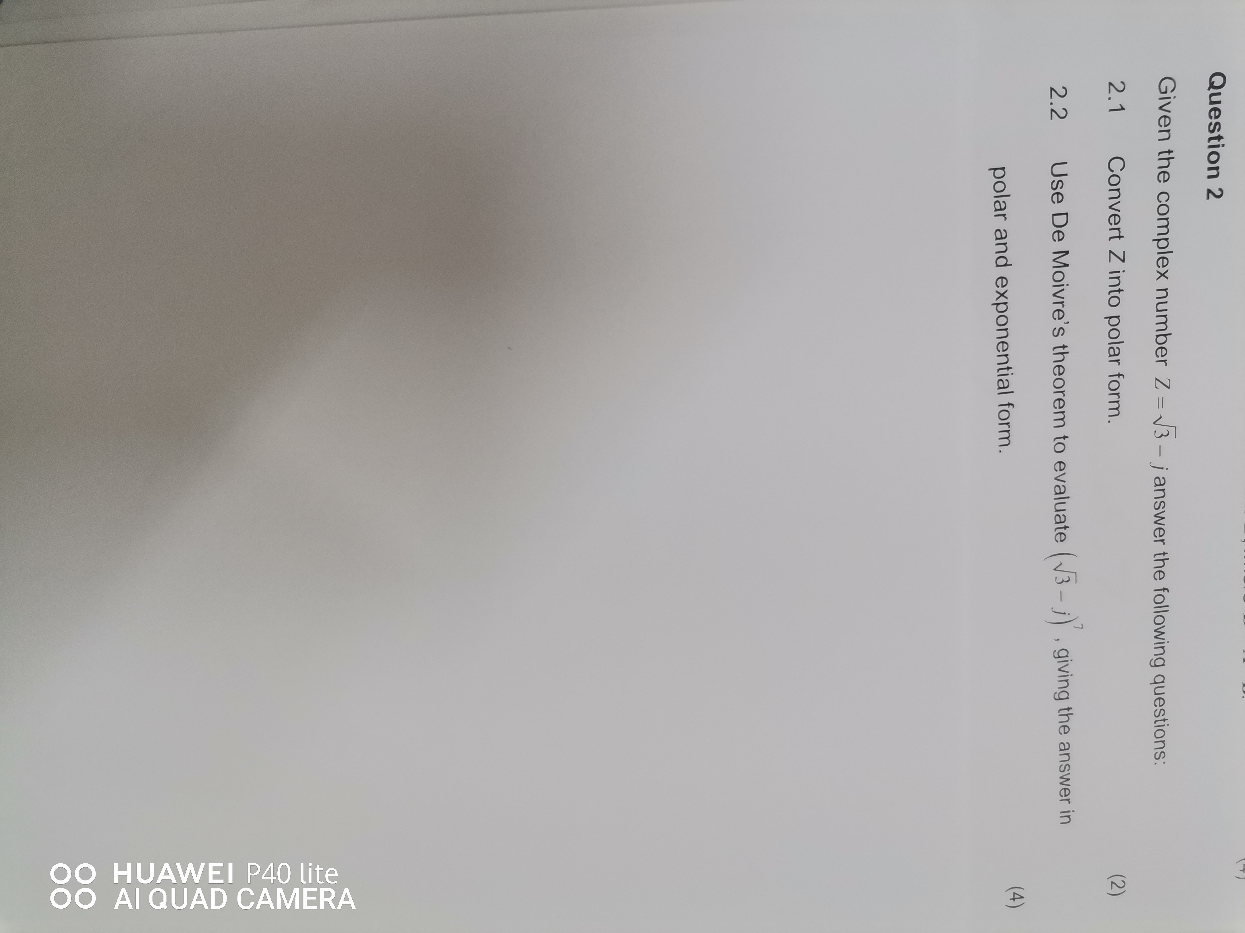 Solved Question 2 Given the complex number Z=3−j answer the | Chegg.com