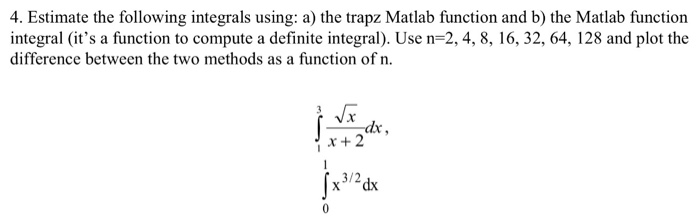 Solved 4. Estimate the following integrals using: a) the | Chegg.com