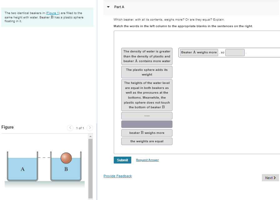 Solved The two identical beakers in are filled to the same | Chegg.com