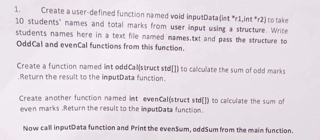 Solved 1. Create a user-defined function named void | Chegg.com