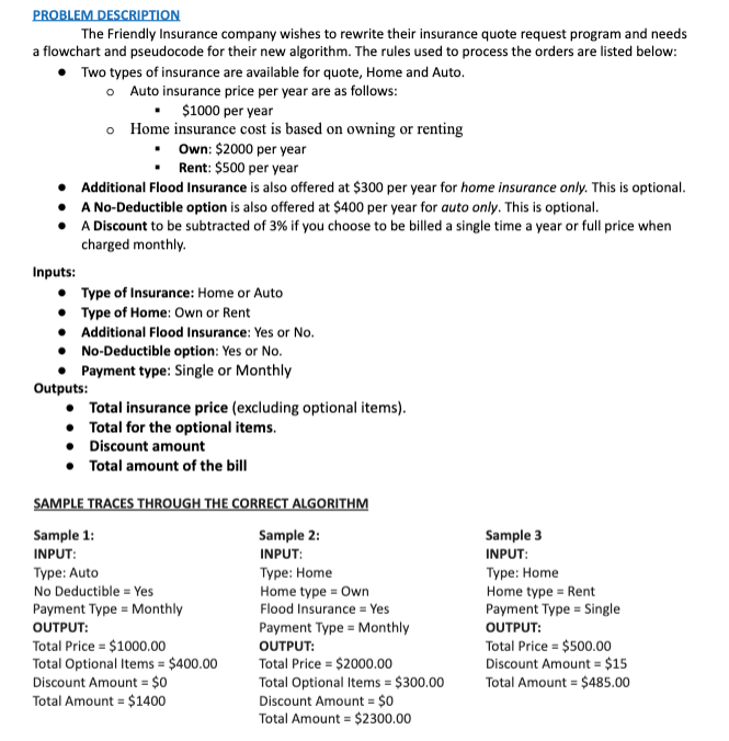 Solved PROBLEM DESCRIPTION The Friendly Insurance company | Chegg.com