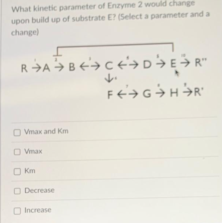 Solved What kinetic parameter of Enzyme 2 would change upon | Chegg.com