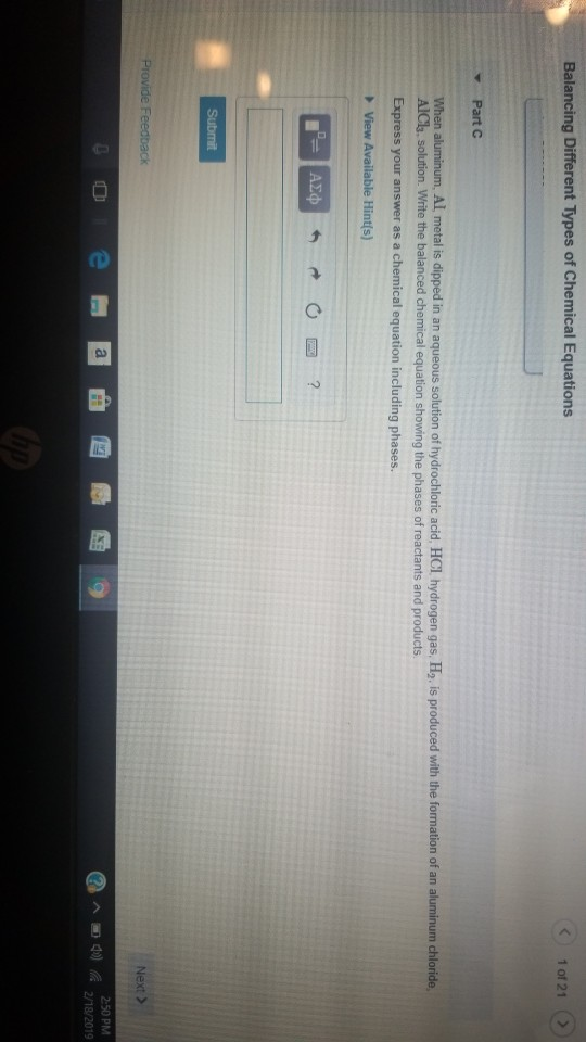 Solved 1 of 21 Balancing Different Types of Chemical | Chegg.com