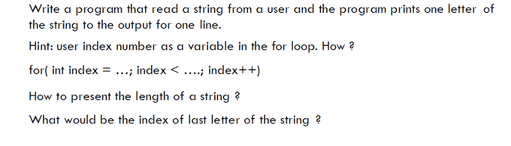 Solved Write a program that read a string from a user and | Chegg.com