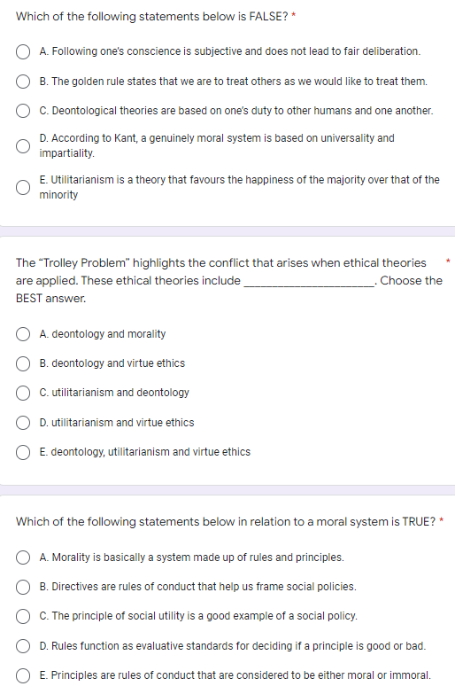 Solved Which of the following statements below is FALSE? * | Chegg.com
