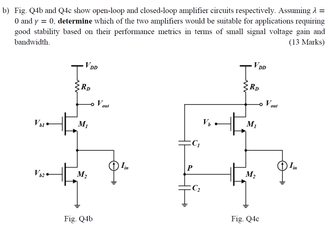 Solved b) Fig. Q4b and Q4c show open-loop and closed-loop | Chegg.com