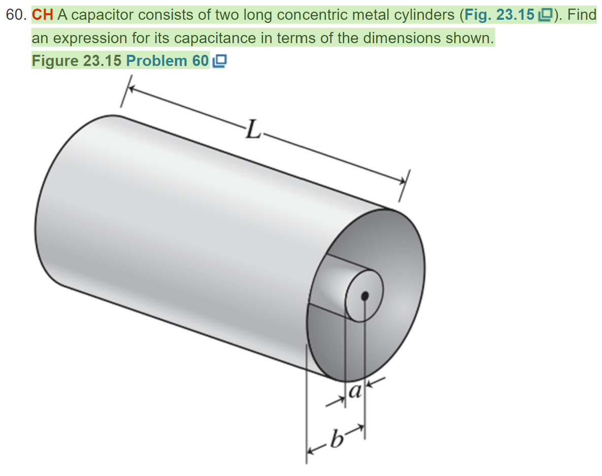 Solved 60. CH A capacitor consists of two long concentric | Chegg.com