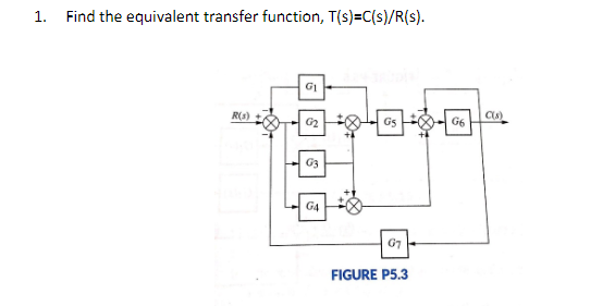 Solved 1. Find the equivalent transfer function, | Chegg.com