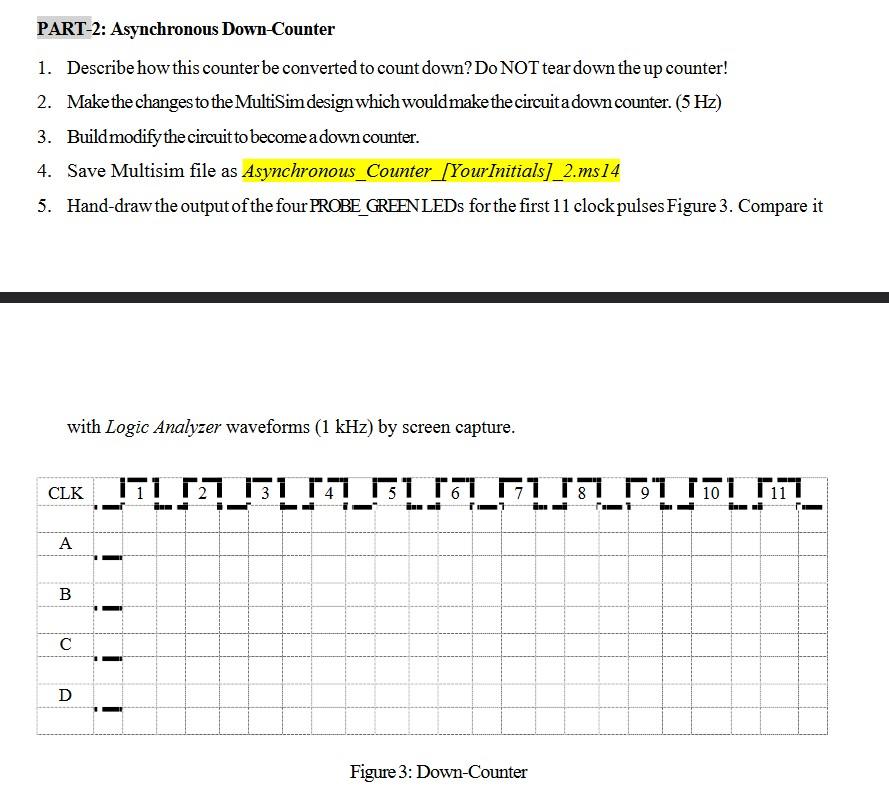 Solved PART-2: Asynchronous Down-Counter 1. Describe how | Chegg.com