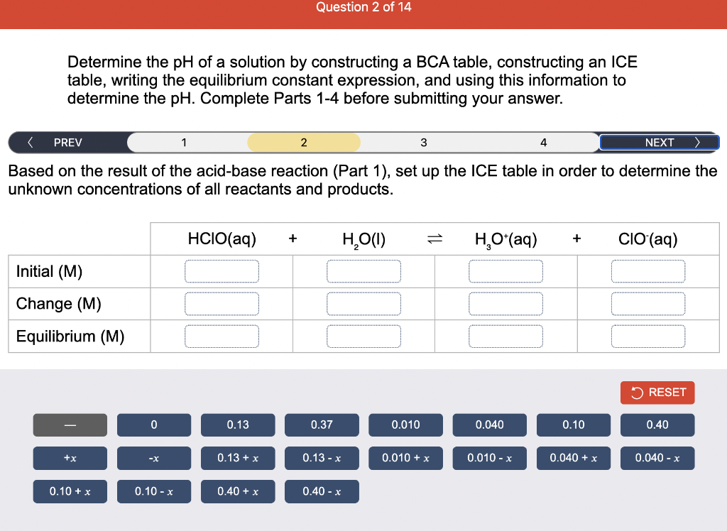 Determine the pH of a solution by constructing a BCA | Chegg.com
