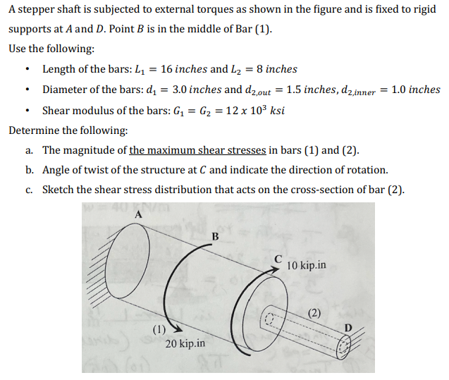 Solved A stepper shaft is subjected to external torques as | Chegg.com