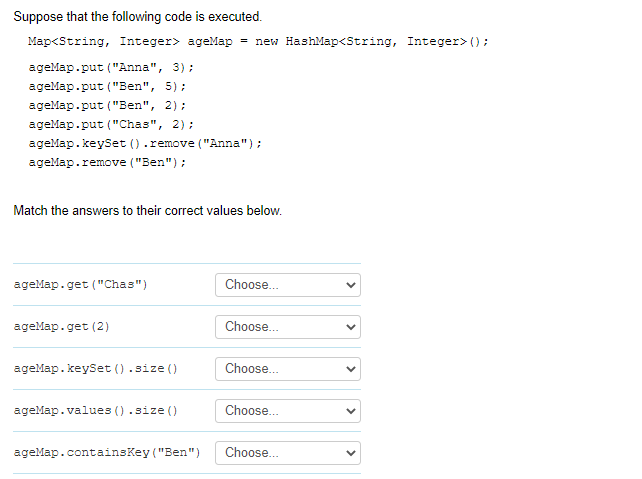 Solved Suppose that the following code is executed. Map | Chegg.com