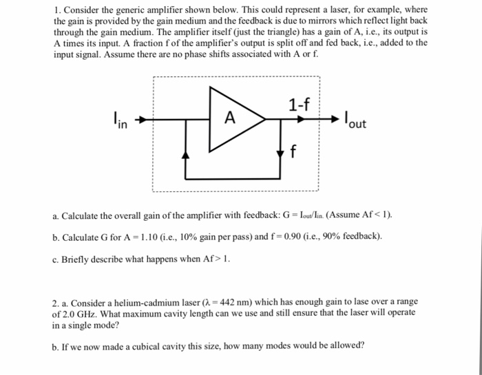 Solved 1. Consider the generic amplifier shown below. This | Chegg.com