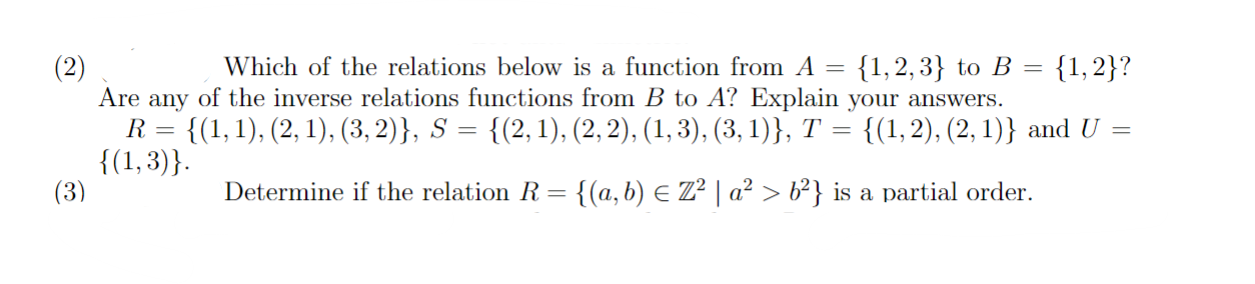 Solved (2) Which of the relations below is a function from | Chegg.com