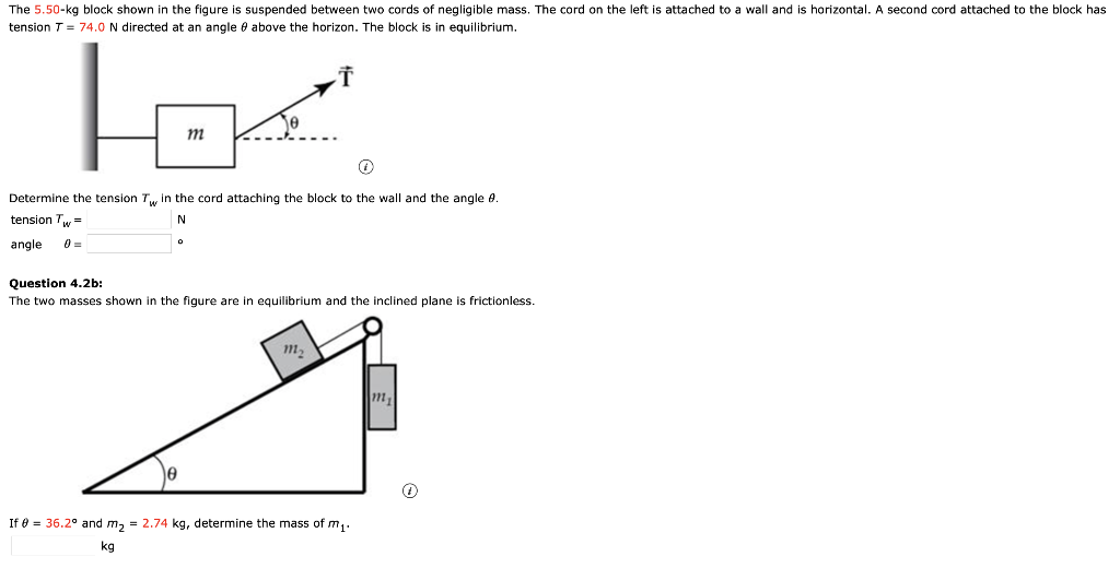 Solved The 5.50-kg block shown in the figure is suspended | Chegg.com