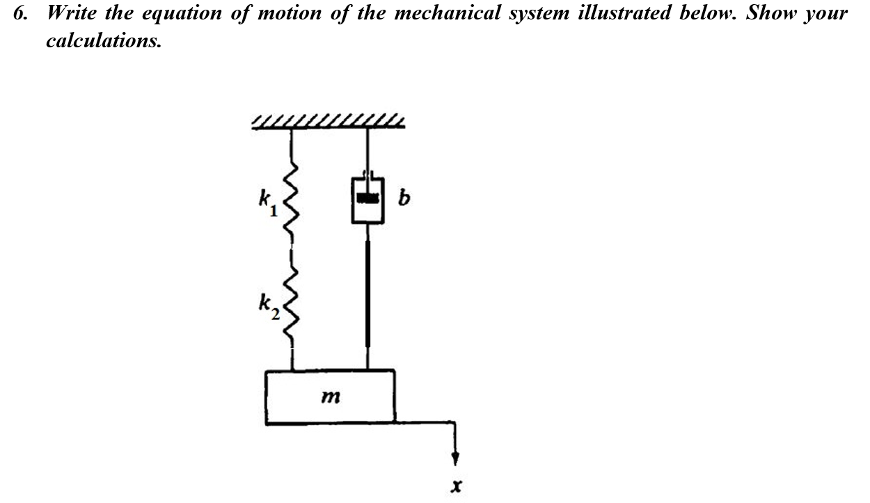Solved 6. Write the equation of motion of the mechanical | Chegg.com