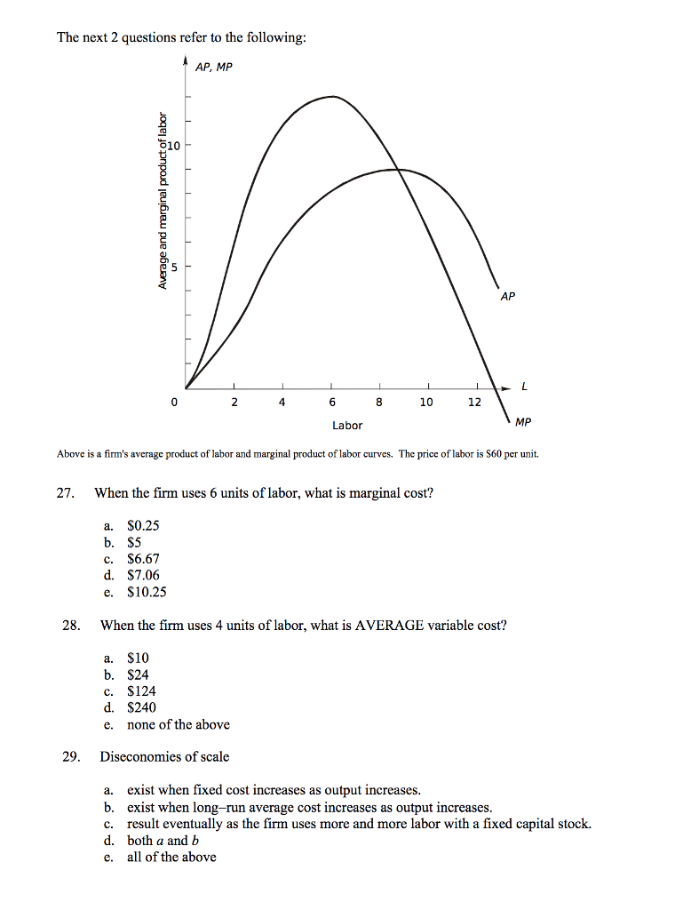 Solved The next 2 questions refer to the following: AP, MP | Chegg.com