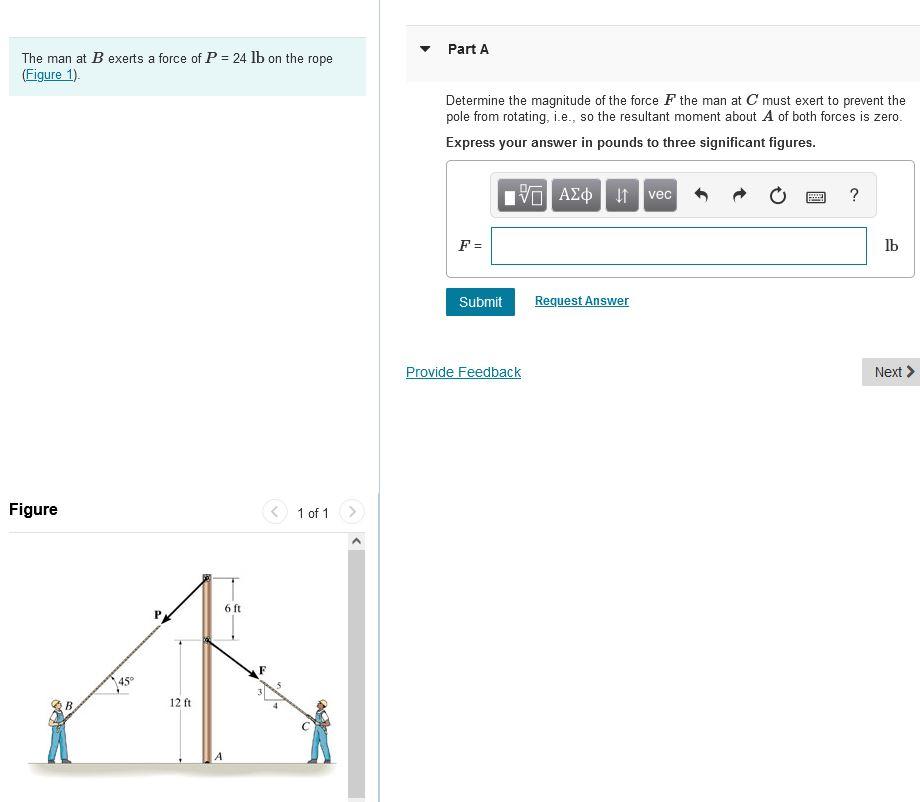 Solved Part A The man at B exerts a force of P = 24 lb on | Chegg.com