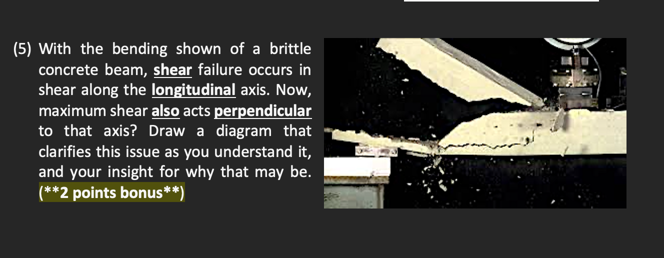 Solved (5) With the bending shown of a brittle concrete | Chegg.com