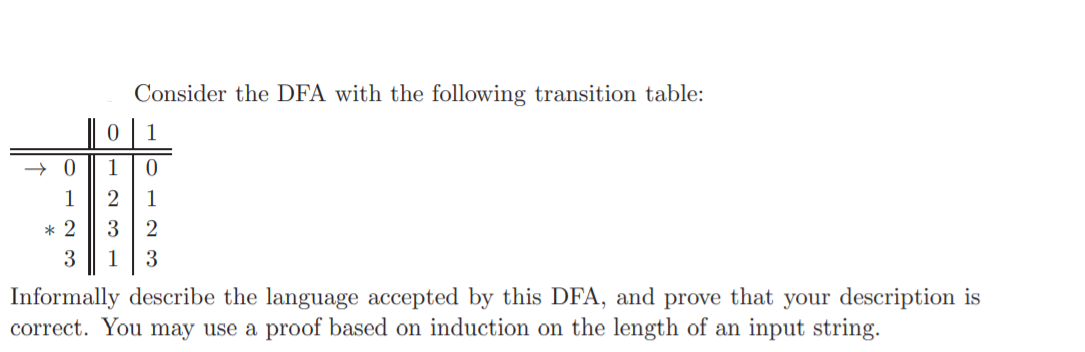Solved Consider the DFA with the following transition table: | Chegg.com