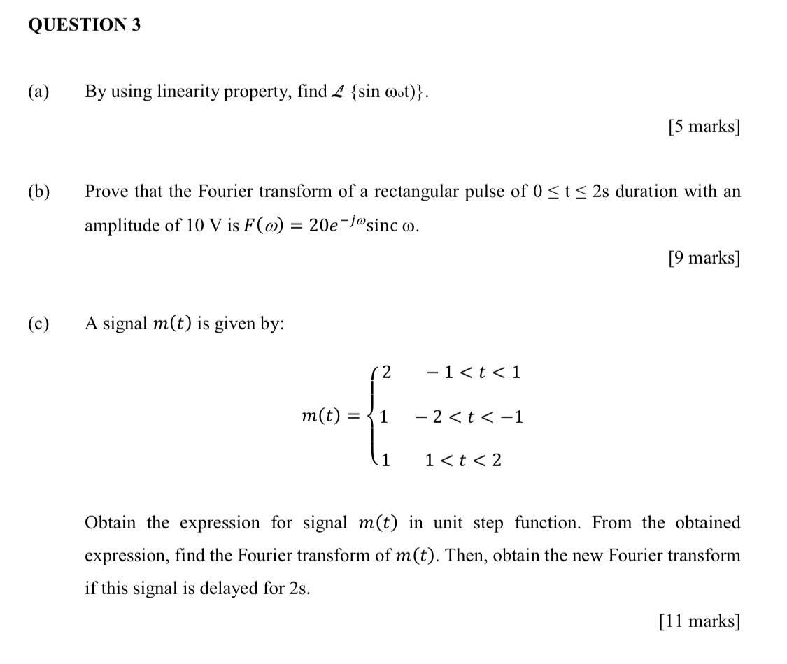 Solved QUESTION 3 (a) By using linearity property, find { | Chegg.com
