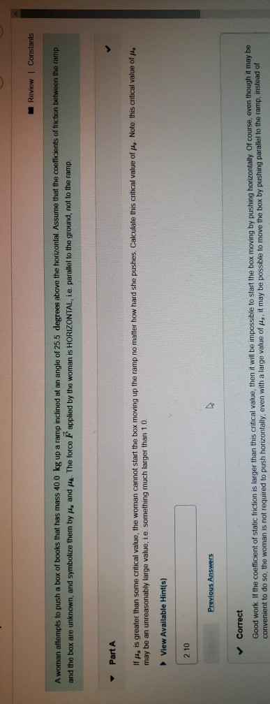 Solved Review | Constants A woman attempts to push a box of | Chegg.com