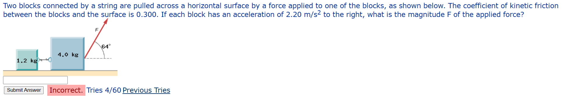 Solved Two blocks connected by a string are pulled across a | Chegg.com