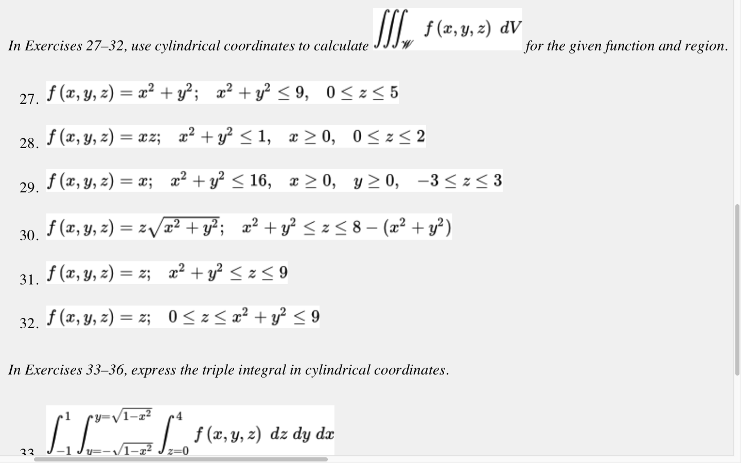 Solved Y Z DV For The Given Function And Region In Chegg