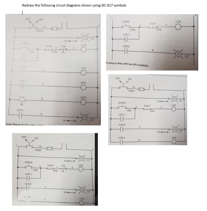 Redraw the following circuit diagrams shown using IEC | Chegg.com