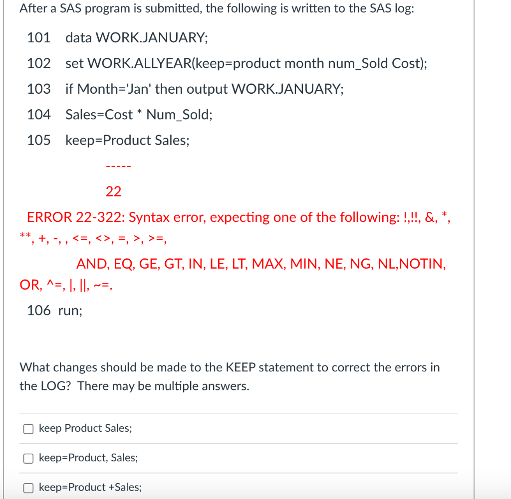 Solved When you run the code below, SAS won't create a PDV | Chegg.com