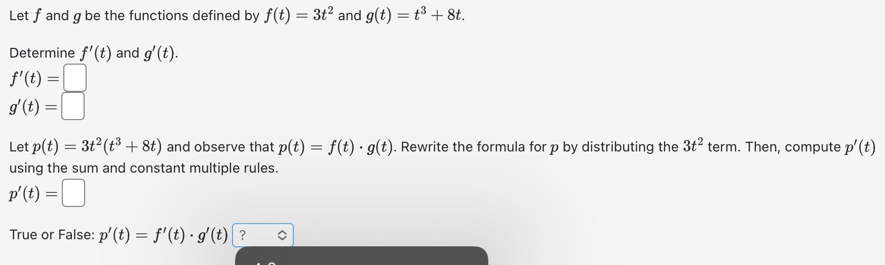 Solved Let f and g be the functions defined by f(t)=3t2 and | Chegg.com