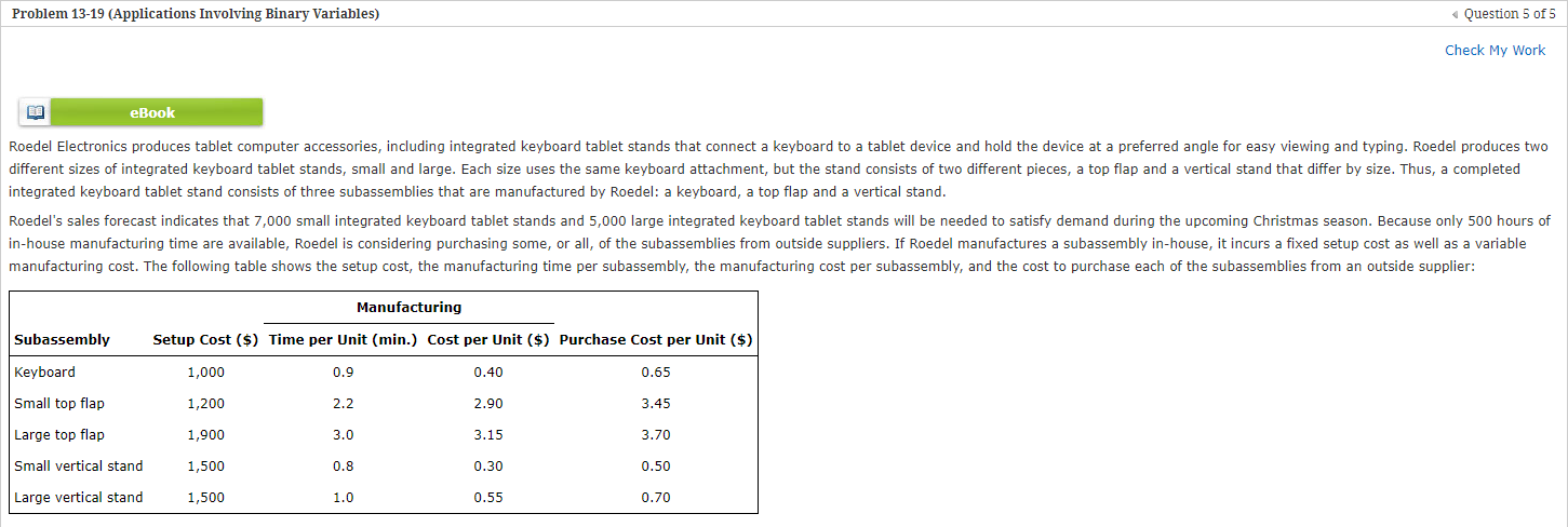Problem 13-19 (Applications Involving Binary | Chegg.com