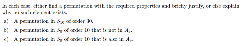 Solved In each case, either find a permutation with the | Chegg.com