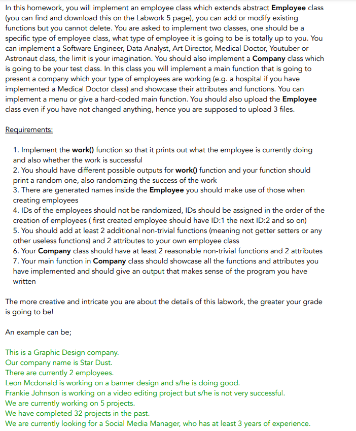 Solved public abstract class Employee { protected final | Chegg.com