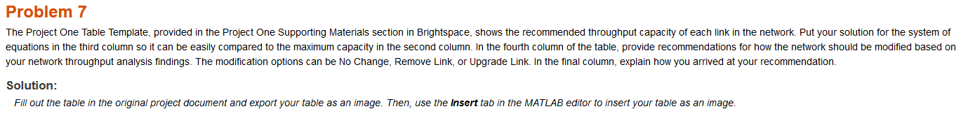 Problem 7 The Project One Table Template, provided in | Chegg.com