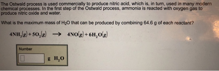Solved The Ostwald process is used commercially to produce | Chegg.com