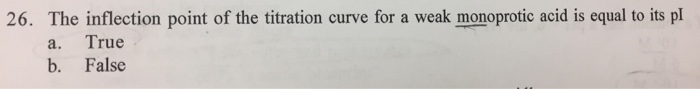 Solved The inflection point of the titration curve for a | Chegg.com